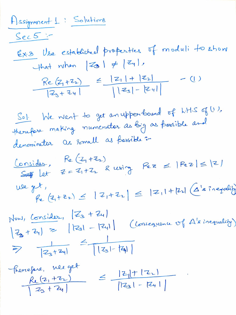 Complex Analysis Solved Examples 1 | PDF | Inequality (Mathematics) | Arithmetic