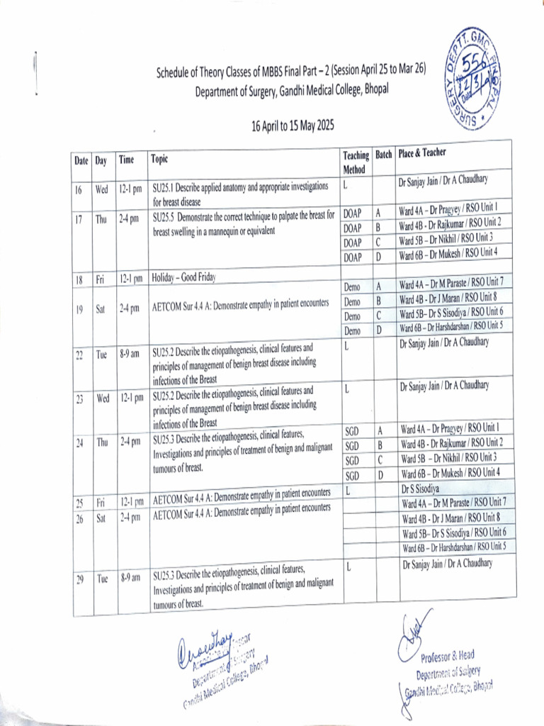 2021 Batch Class Schedule | PDF | Clinical Medicine | Medical Specialties