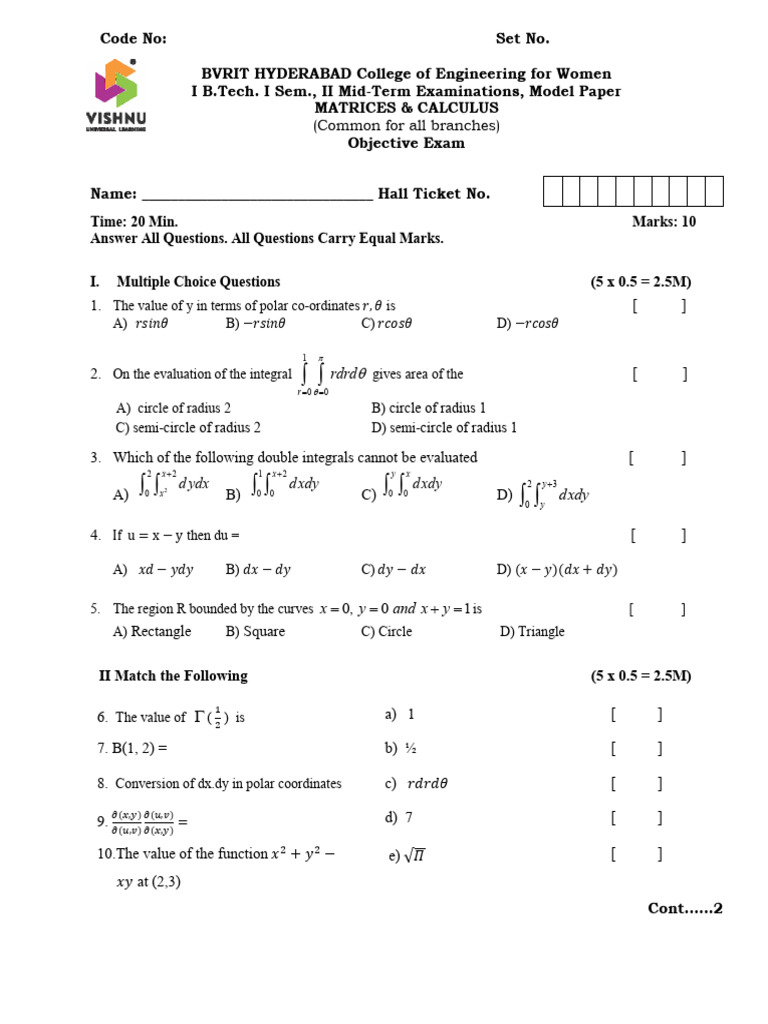 M&C MID II Model Objective Paper Jan 2025 | PDF | Area | Geometry