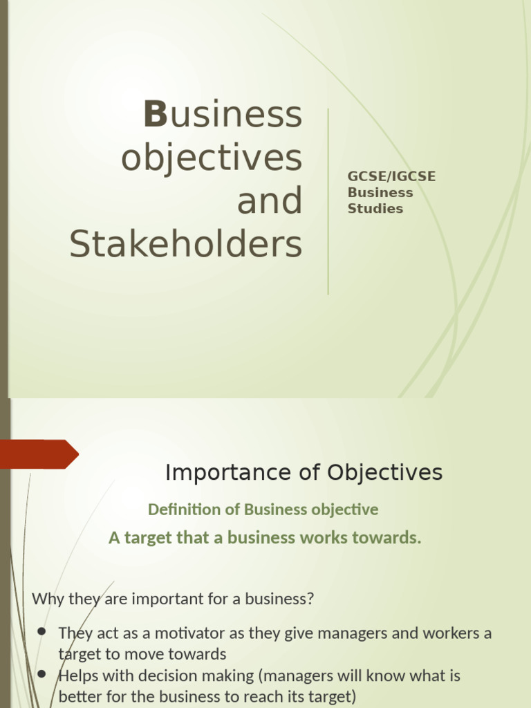 Business Objectives and Stakeholders Explained | PDF | Employment | Salary