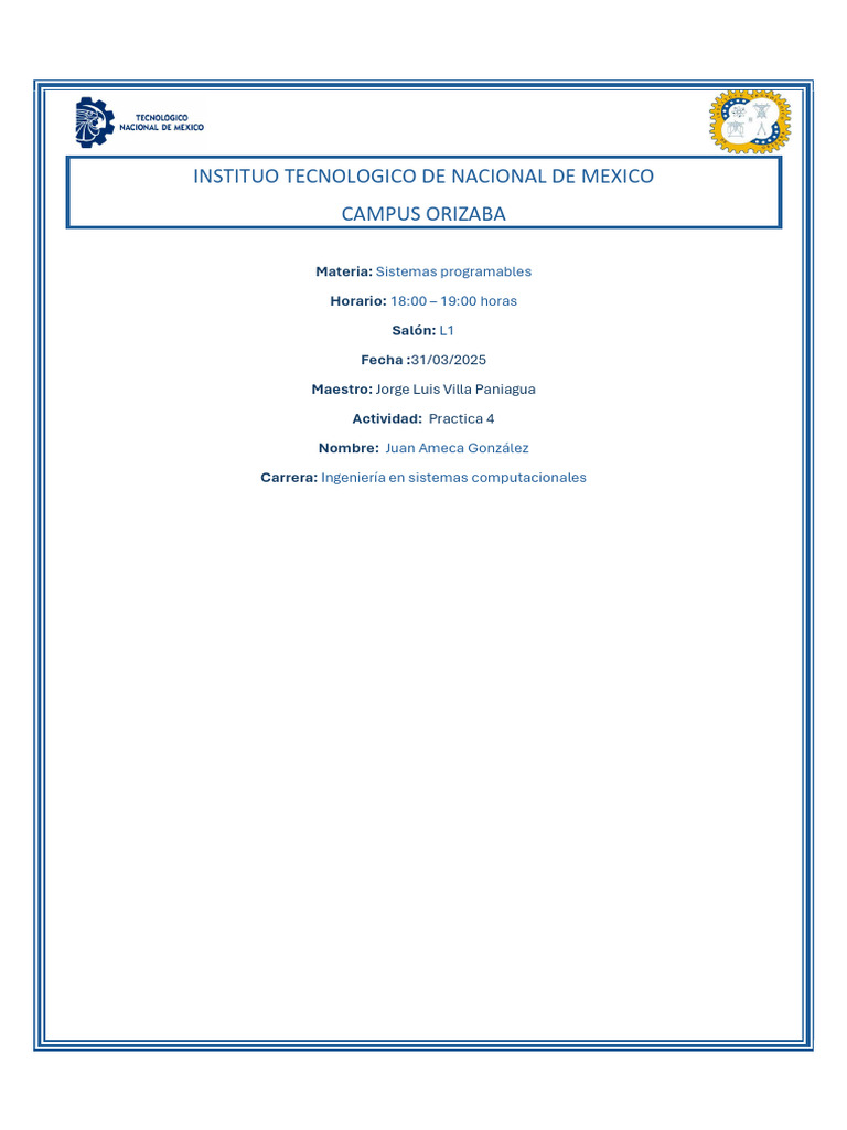 Práctica 4 de Sistemas Programables | PDF