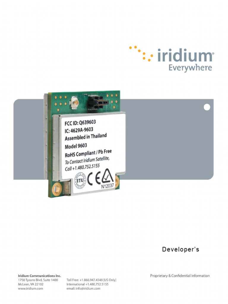 Iridium 9603 Developer's Kit Guide | PDF | Legal Liability ...
