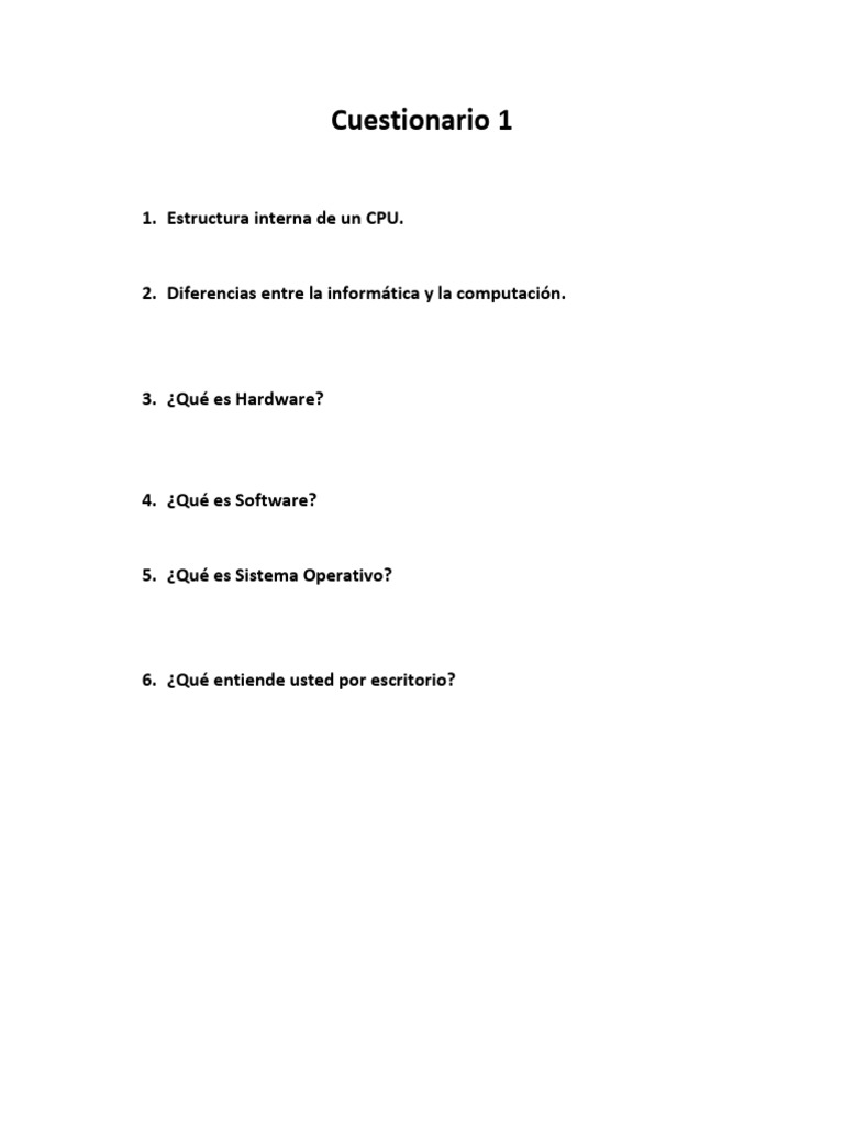 Cuestionario 1 Y 2 | PDF