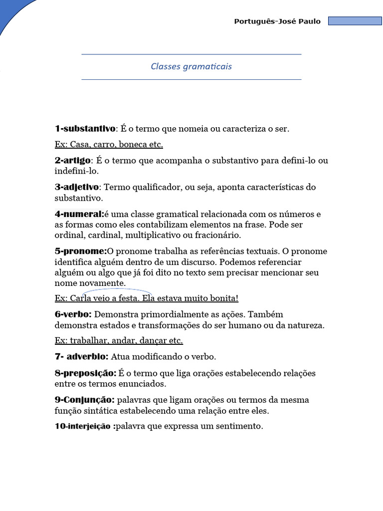 Classes gramaticais | PDF