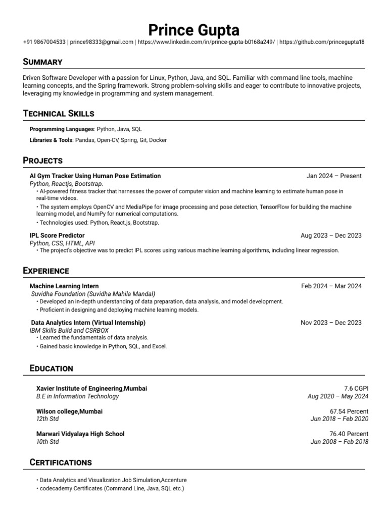 20250130prince Resume 2 1 | PDF | Machine Learning | Python (Programming Language)