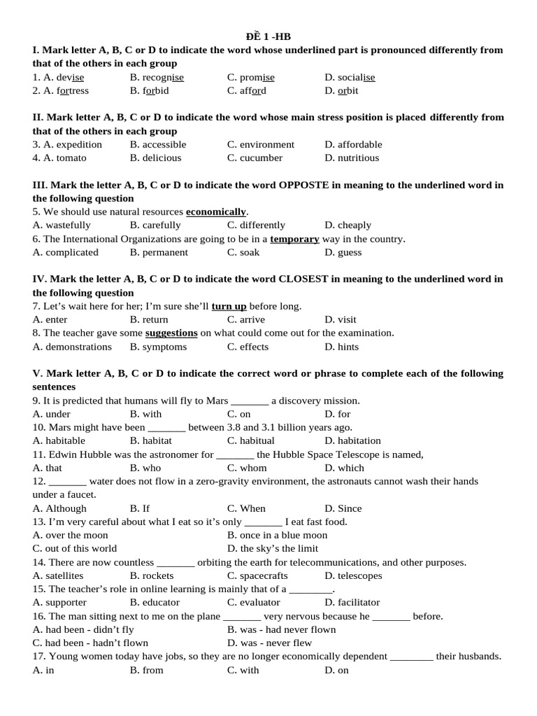 English Language Test Practice Questions | PDF | Cost Of Living | Vietnam