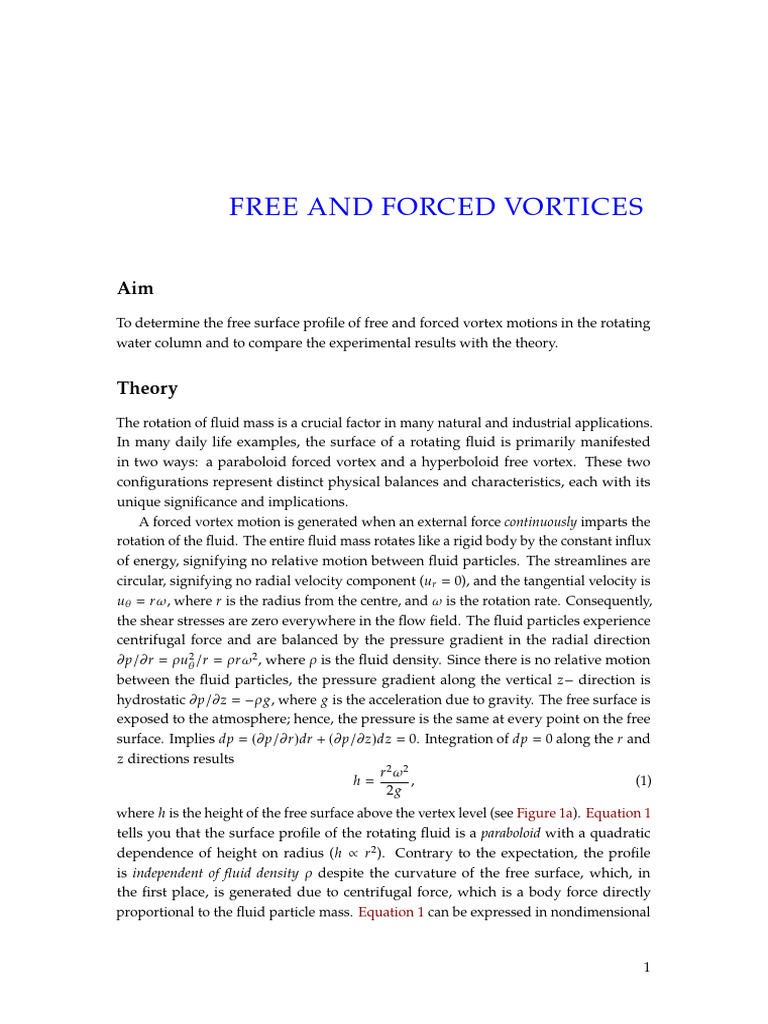 4 (B) Free and Forced Vortex Flows-1 | PDF | Vortices | Force
