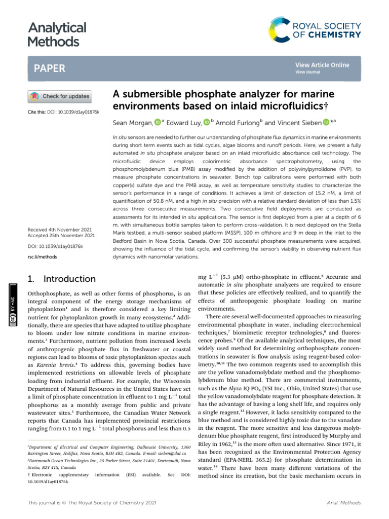 Phosphate Analyzer For Marine Environments | PDF | Phosphate ...