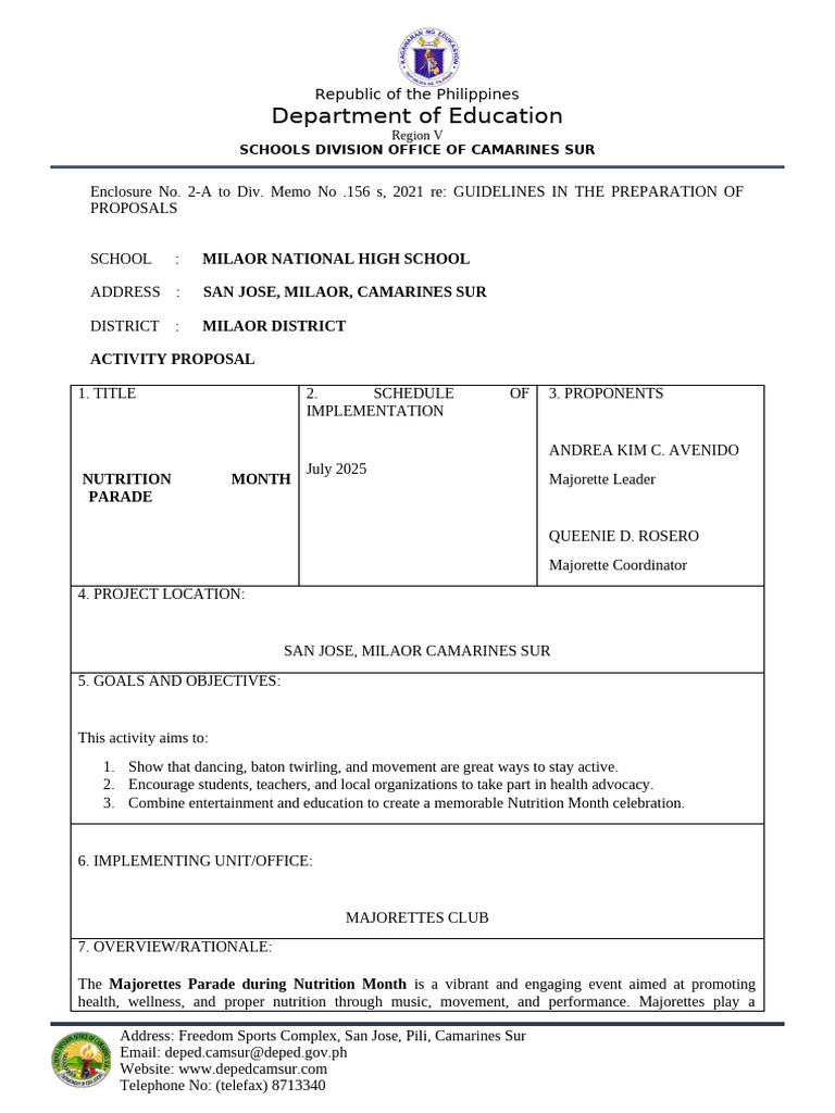 Nutrition Month Proposal | PDF