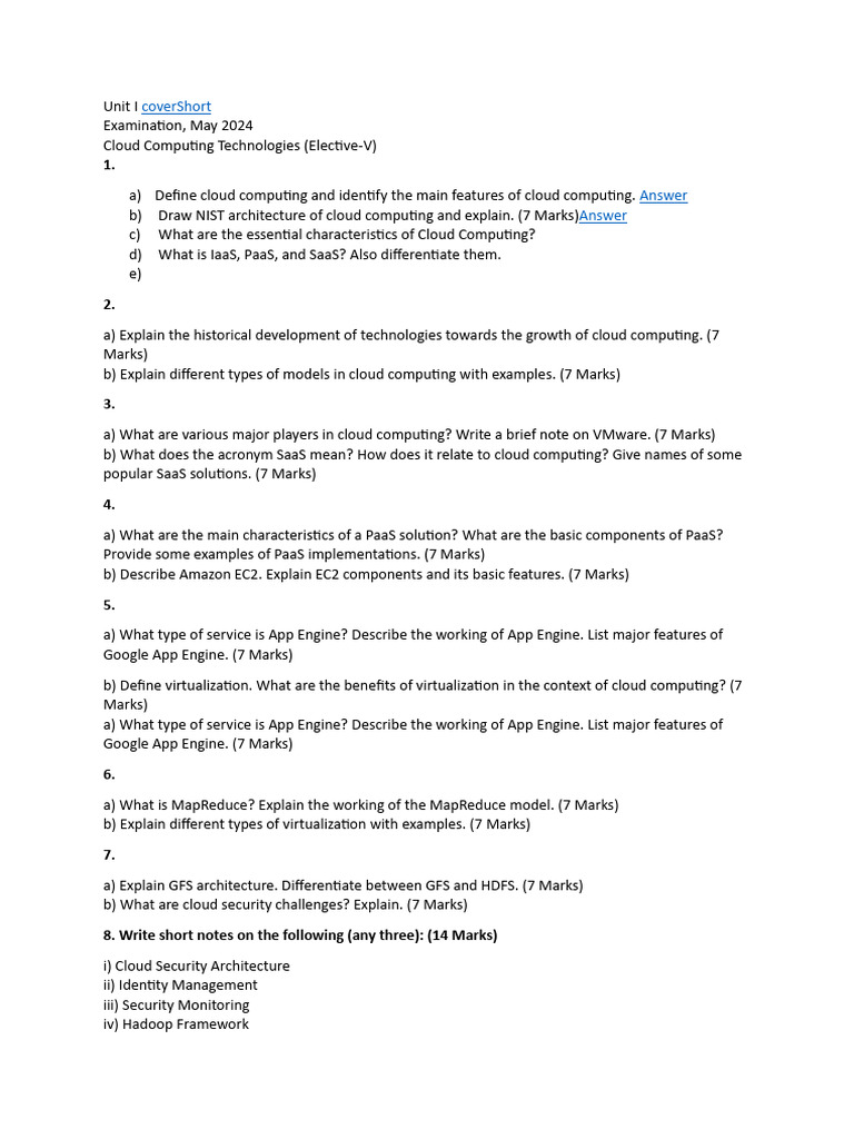 Cloud Computing 2025 Exam Question Sets | PDF | Cloud Computing | Virtualization