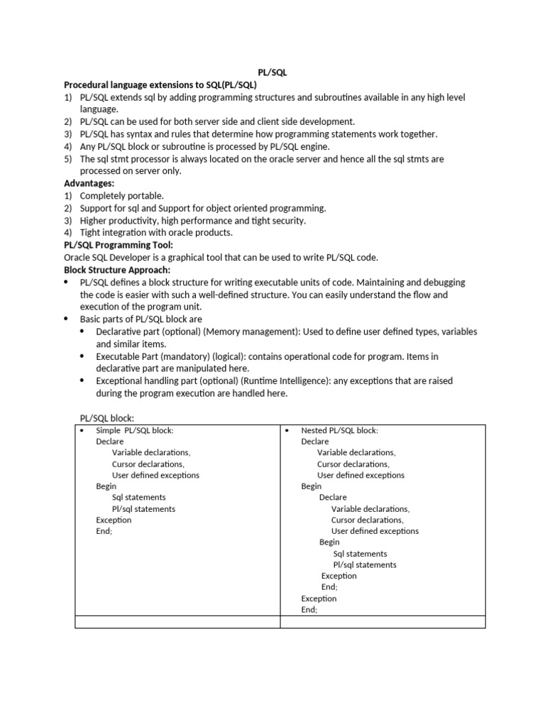 Total PLSQL | PDF | Pl/Sql | Variable (Computer Science)