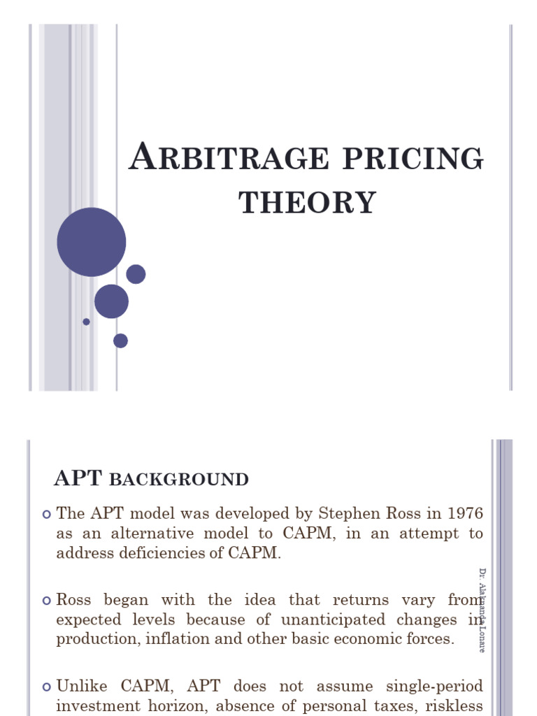 Unit 6 Arbitrage Pricing Theory | PDF | Capital Asset Pricing Model | Economies