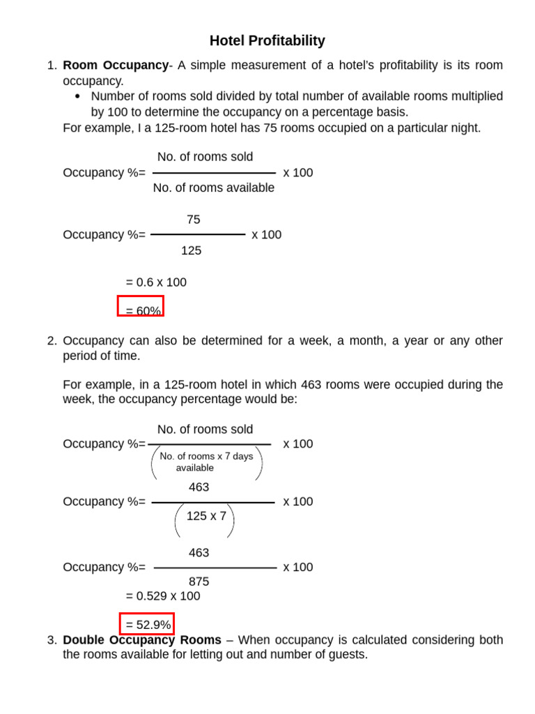 Hotel Profitability | PDF | Financial Accounting | Business Economics