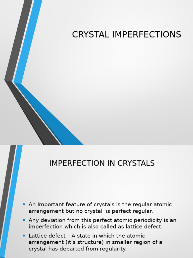 Crystal Imperfection Frenkel Schottky Defect | PDF | Crystallographic ...