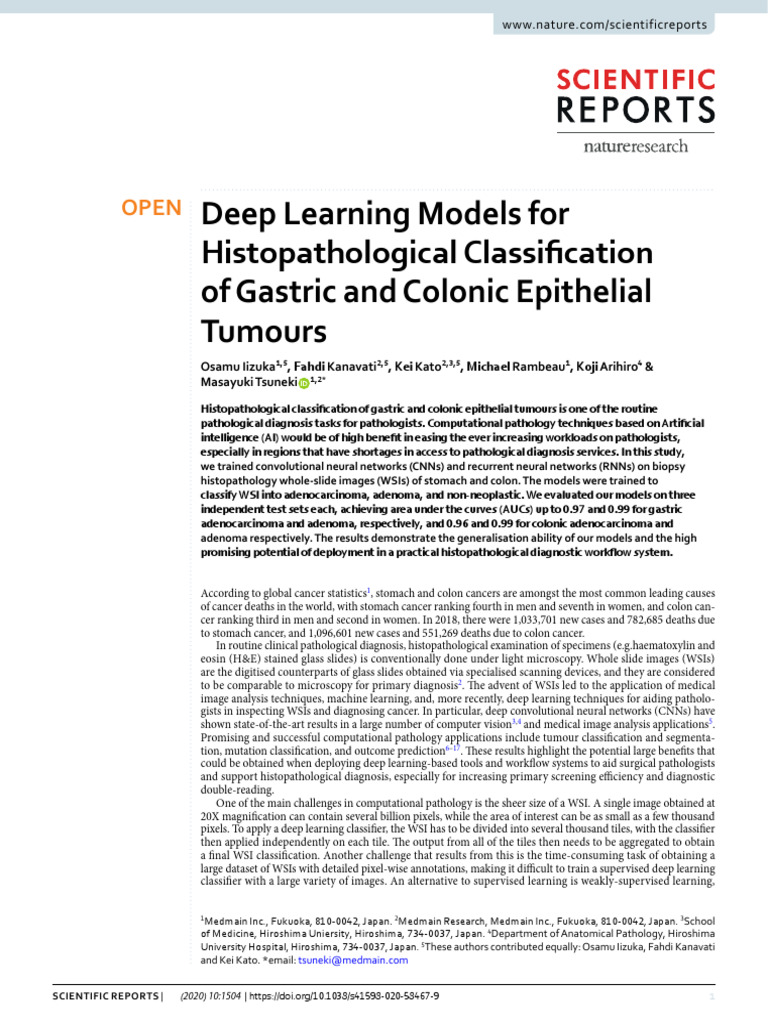 Deep Learning Models For Histopathological Classifcation | PDF | Receiver Operating ...