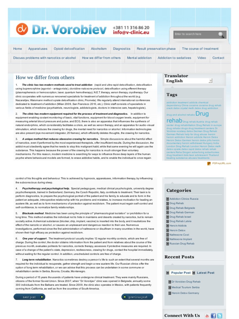 Klinika DR Vorobjev, Specijalna Ruska Bolnica Za Odvikavanje Od ...