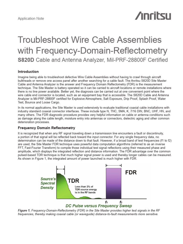 Troubleshoot Wire Cable Asy W FDR by Anritsu | PDF | Coaxial Cable ...