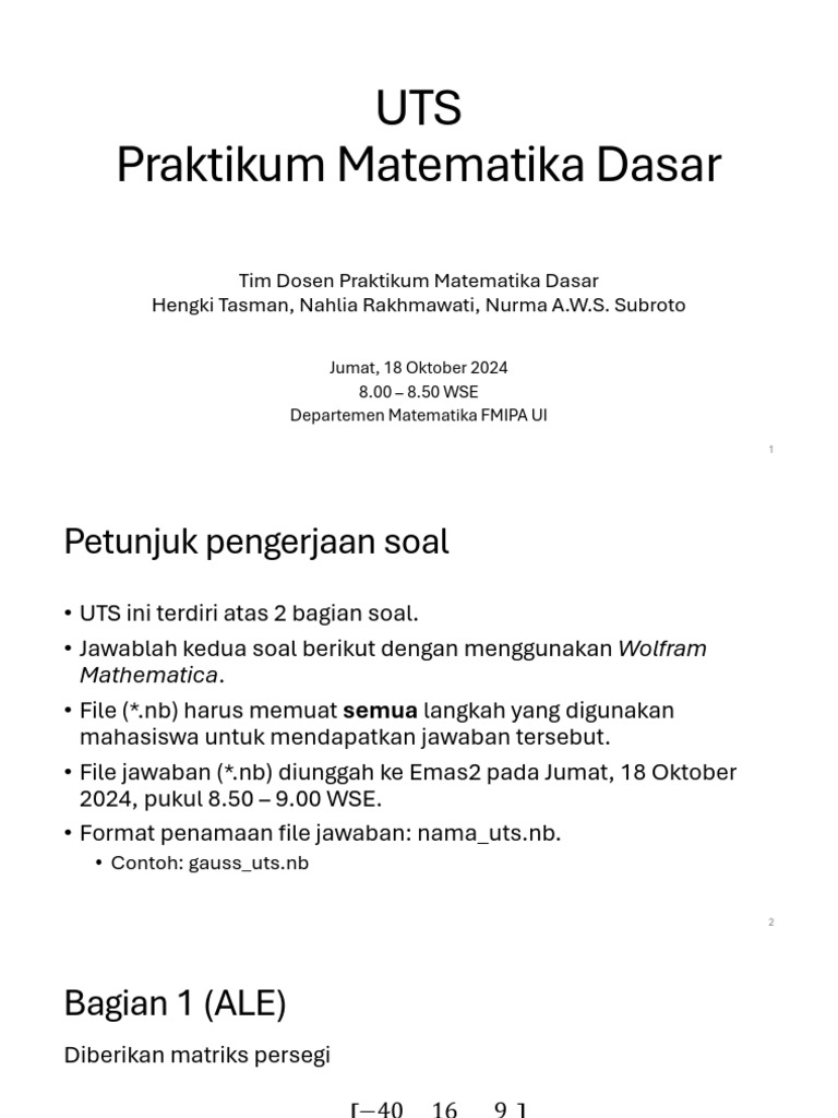 Uts Prak Matdas 2024 | PDF