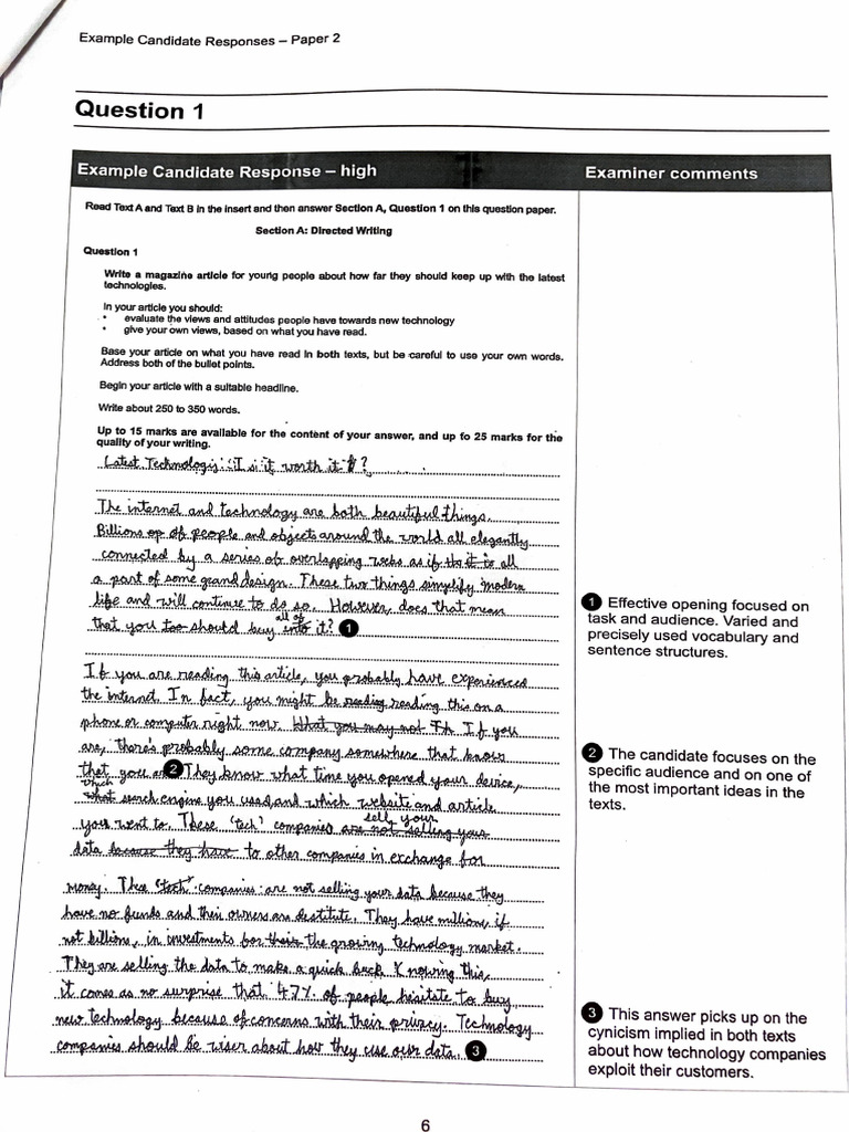 IGCSE P2 Sample Response | PDF