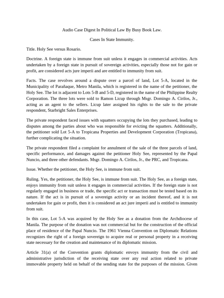 2) Cases in State Immunity | PDF | Lawsuit | Sovereign Immunity