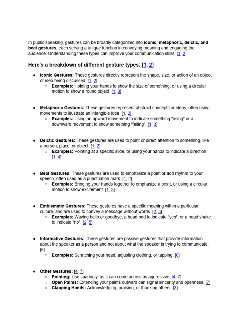 different types of gesture in public speaking | PDF | Gesture ...