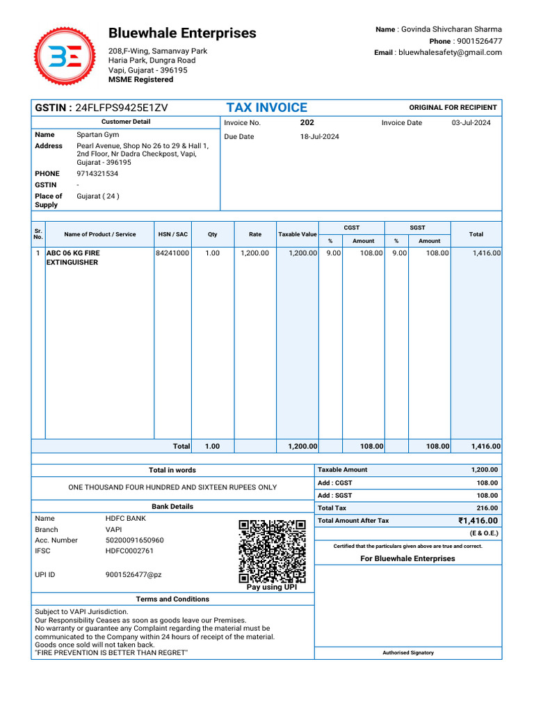Invoice - 202 Spartan Gym Pritam Sharma 10 33 25 | PDF | Public Finance ...