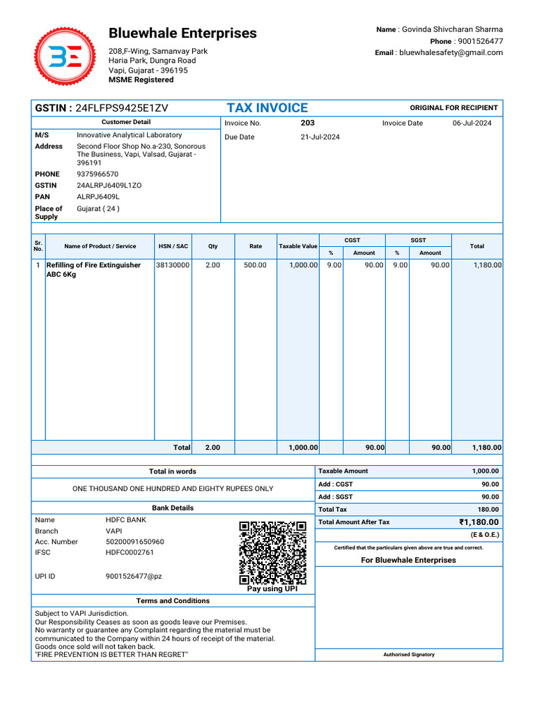 Invoice - 203 Innovative Analytical Laboratory Deepna Bhavik Jani 10 33 ...