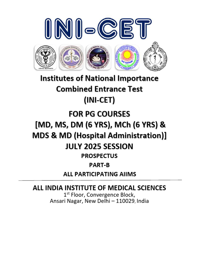 2 - Ini-Cet Prospectus Part B July 2025 - Aiims | PDF | Doctor Of Medicine