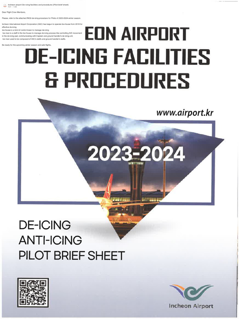 Incheon Airport De-Icing Facilities and Procedures (Pilot Brief Sheet ...