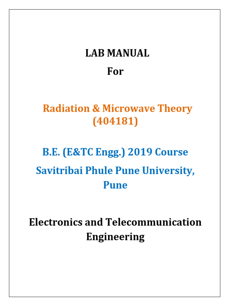 RMT Lab Manual 2022 | PDF | Electrical Engineering | Electronics