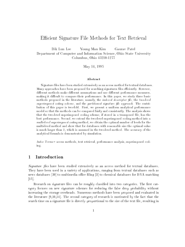 Dik Lun Lee Young Man Kim Gaurav Patel Department of Computer and ...