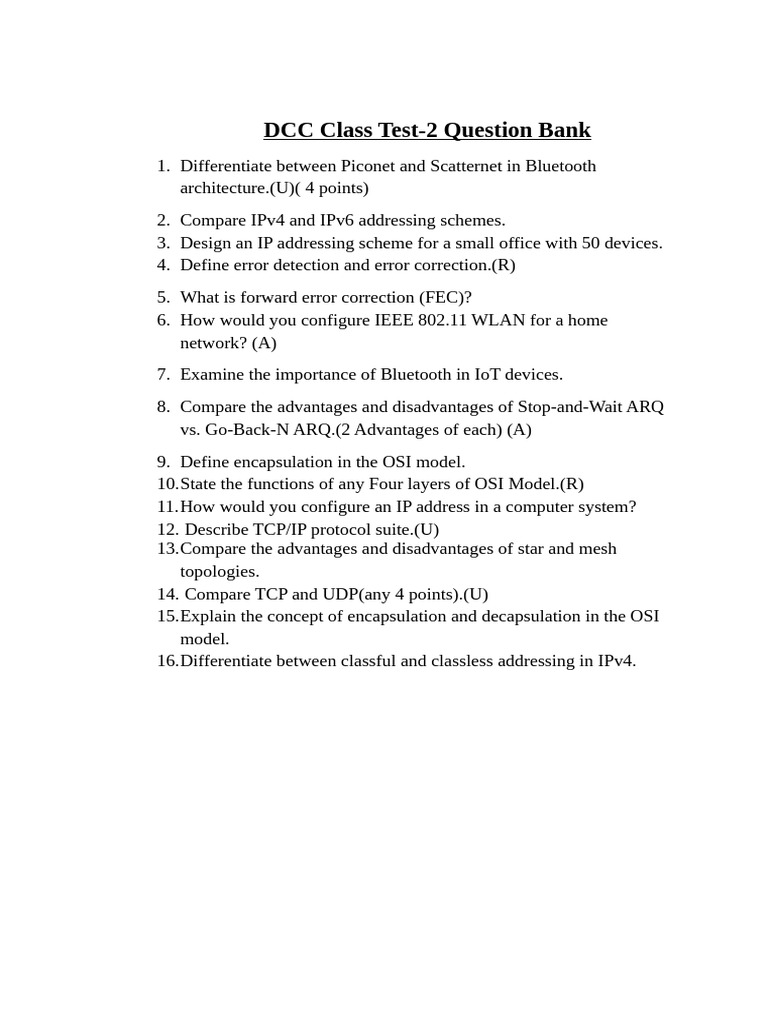 DCC CT-2 Question Bank | PDF