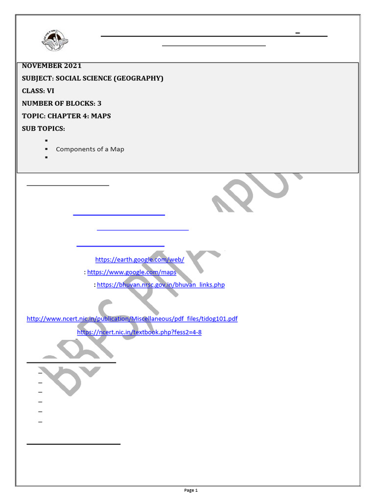 E-Lesson - Class 6 - SST - MAPS | PDF | Map | Earth Sciences