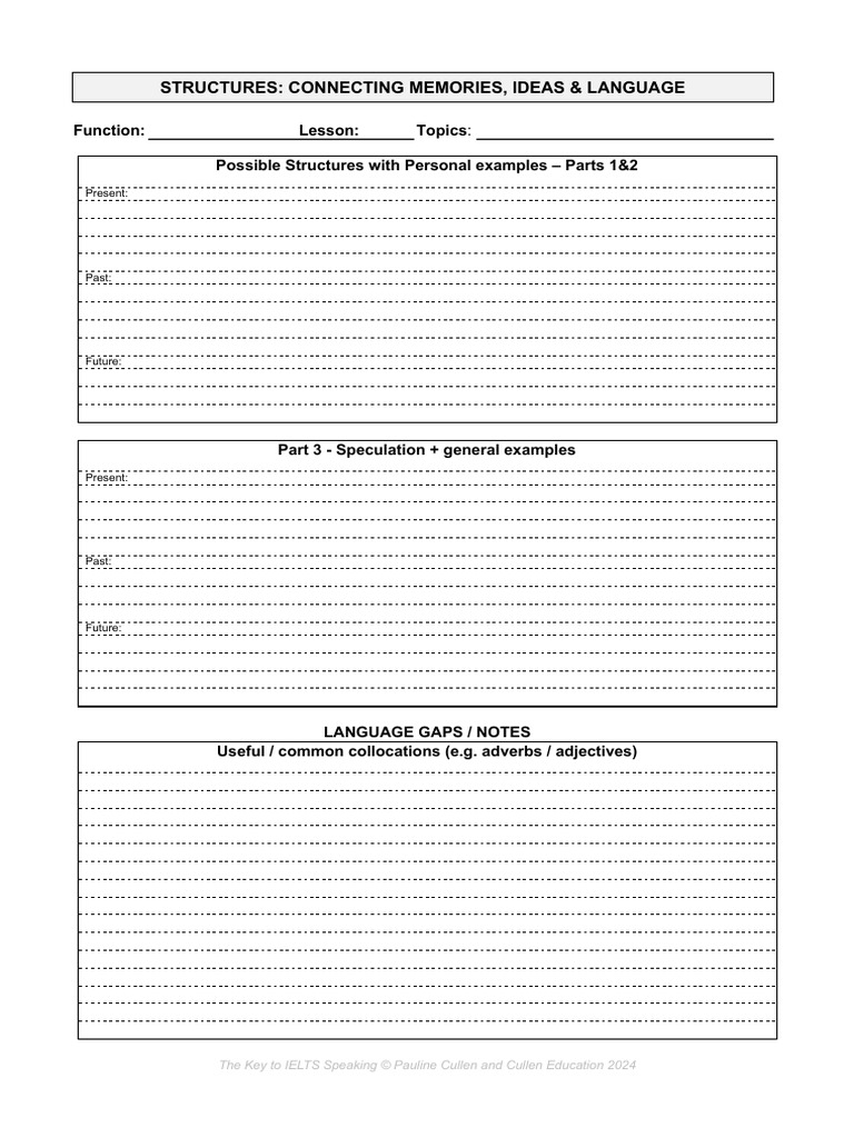 My IELTS Speaking Journal Structures Page | PDF