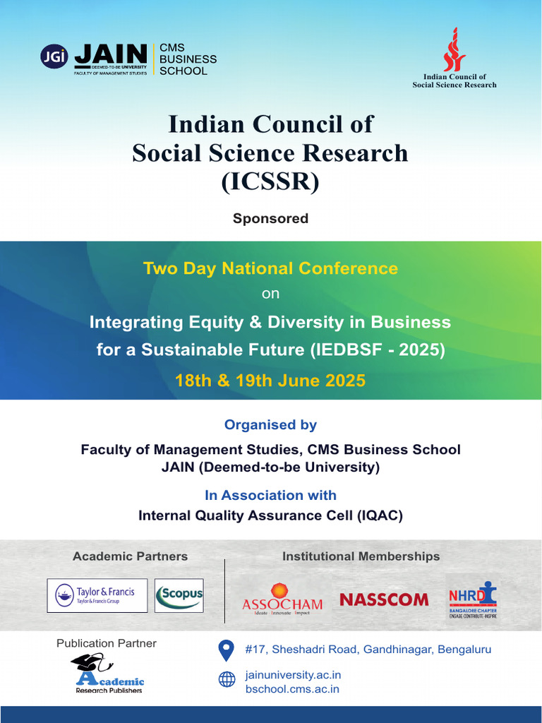 ICSSR Conference - IEDBSF2025 | PDF | Analytics | Sustainability