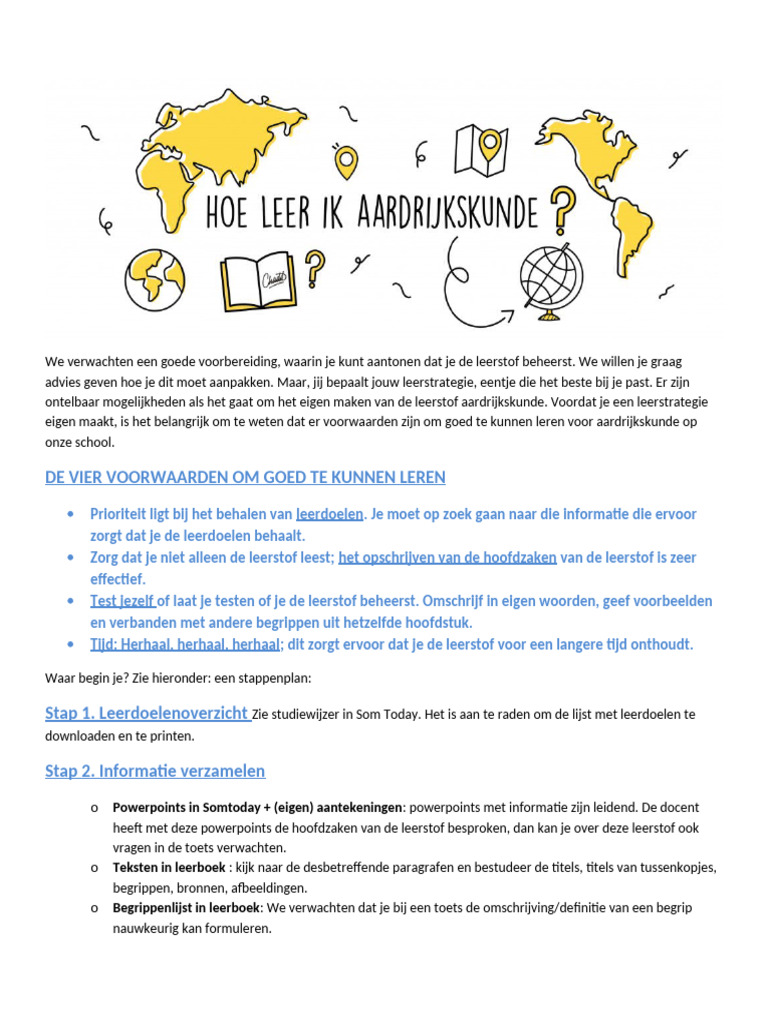 Leerplan Aardrijkskunde 2024 2025 | PDF