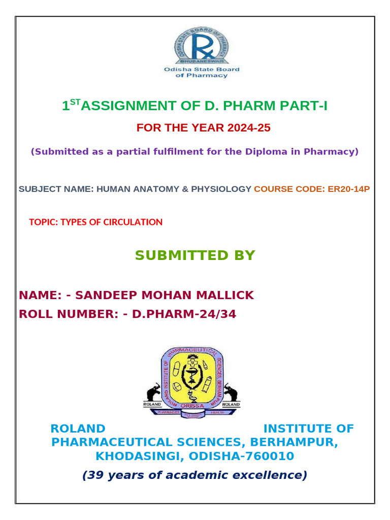 Physiology Assignment Front Page | PDF