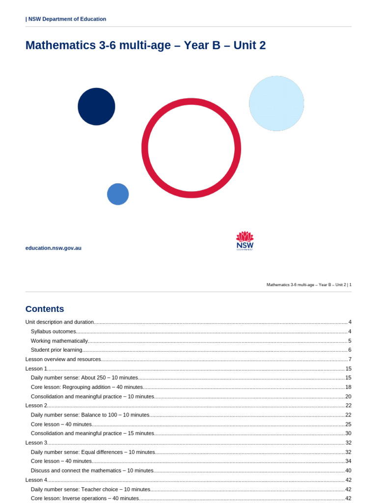 Multi-Age Mathematics Unit 2 NSW | PDF | Mathematics | Subtraction