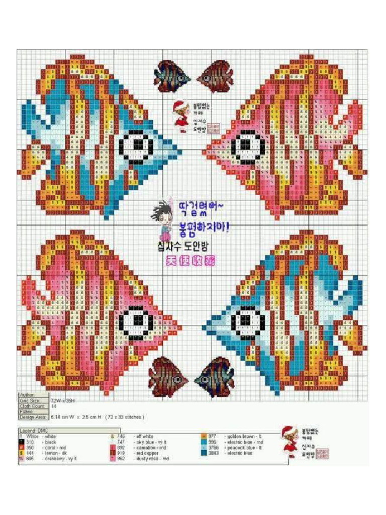 Reef Kissy Fish Cross Stitch Pattern | PDF
