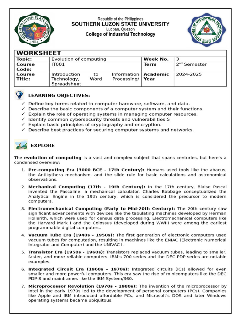 It001 Worksheet Week 3 | PDF