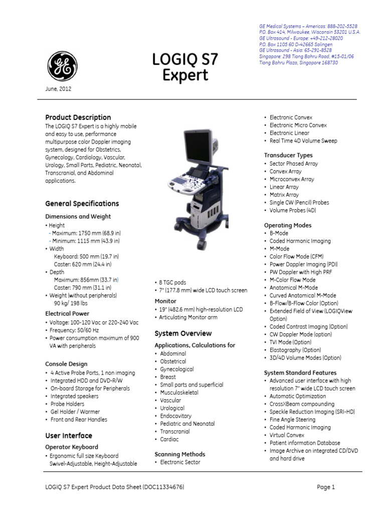 LOGIQ S7 Expert Imaging System Overview | PDF | Medical Ultrasound ...