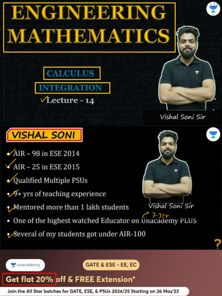 Calculus Lect 14 Integration by Vishal Soni Sir | PDF
