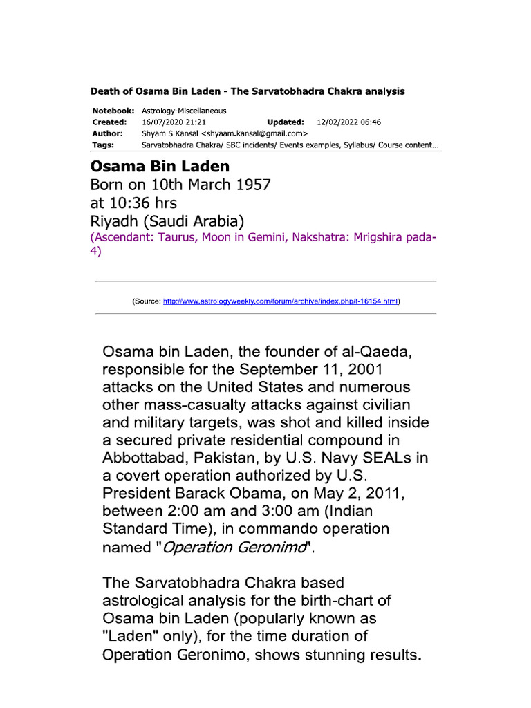 Death of OBL - The SBC Analysis | PDF
