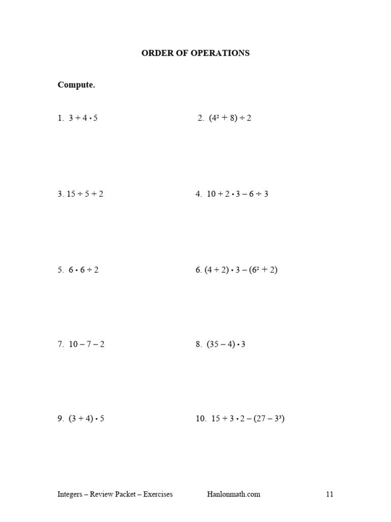 Integer Review | PDF