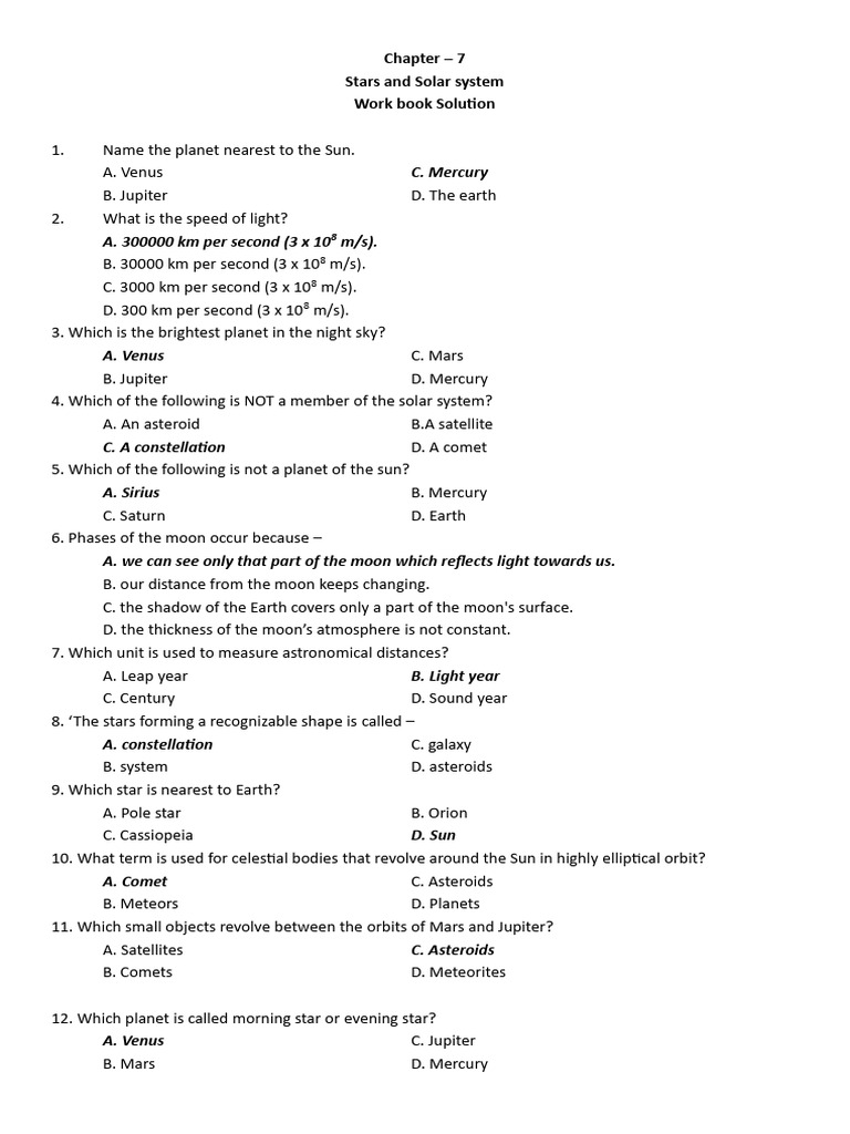 Chapter-17-Stars and Solar Syatem | PDF | Meteoroid | Planets