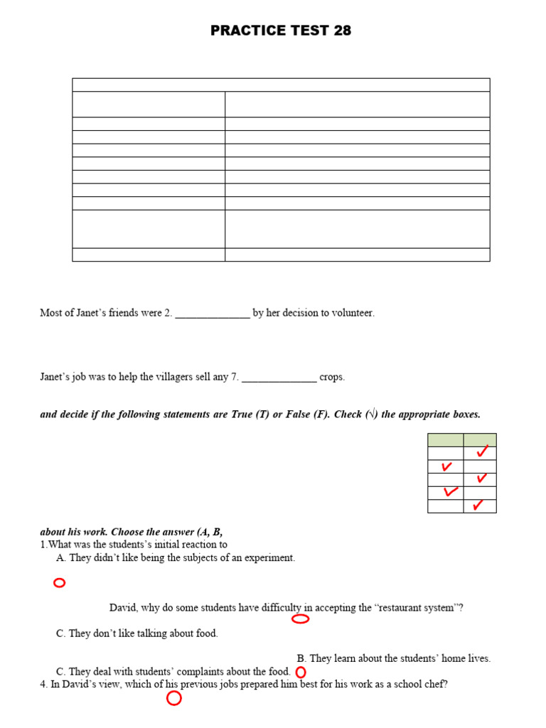 Practice Test 28 - Key | PDF | Ecology