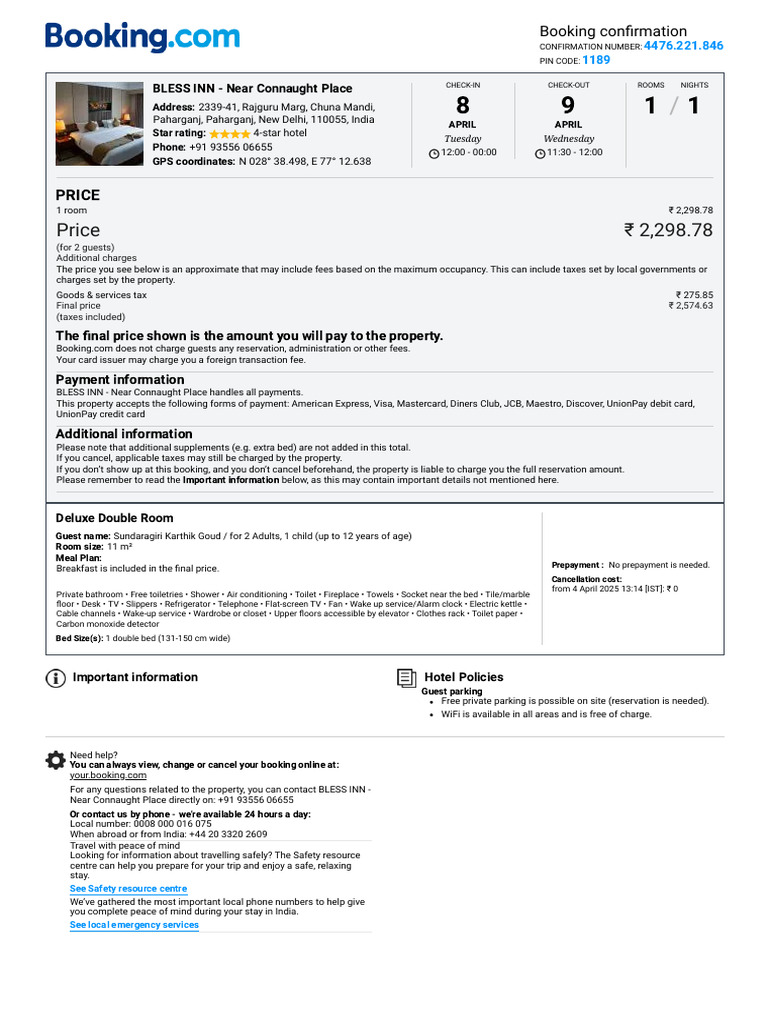 Booking Confirmation | PDF