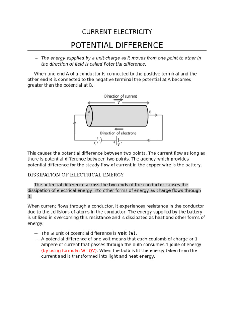 Potential Difference | PDF