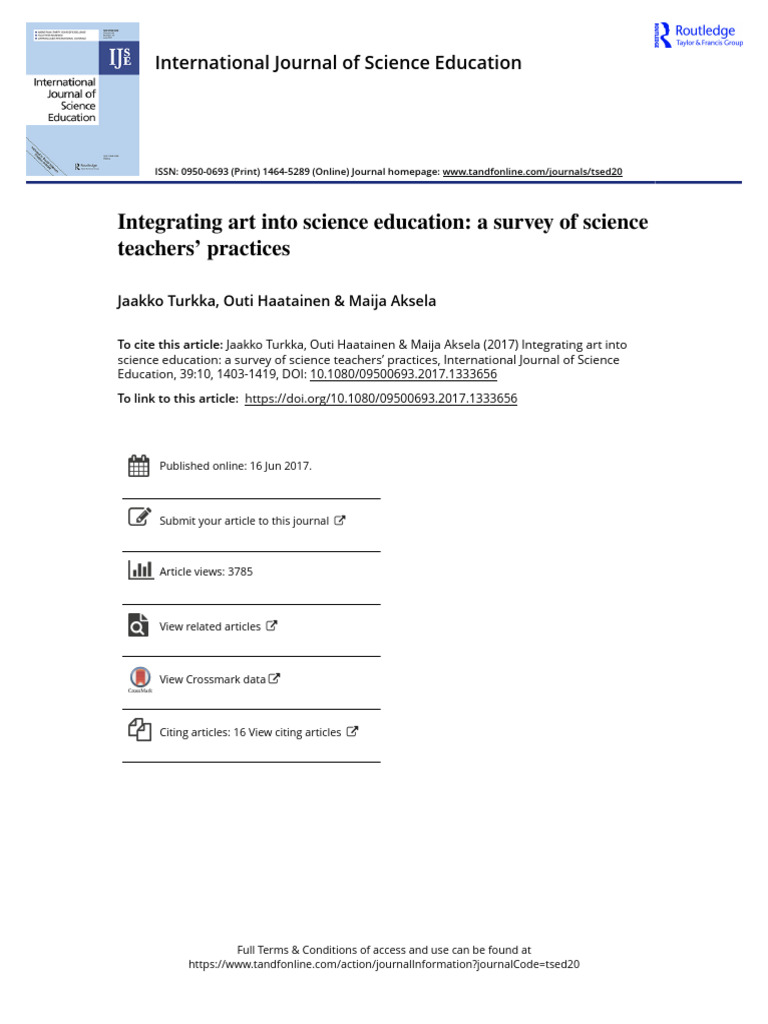 Integrating Arty of Science Teachers Practices | PDF | Science | Experience