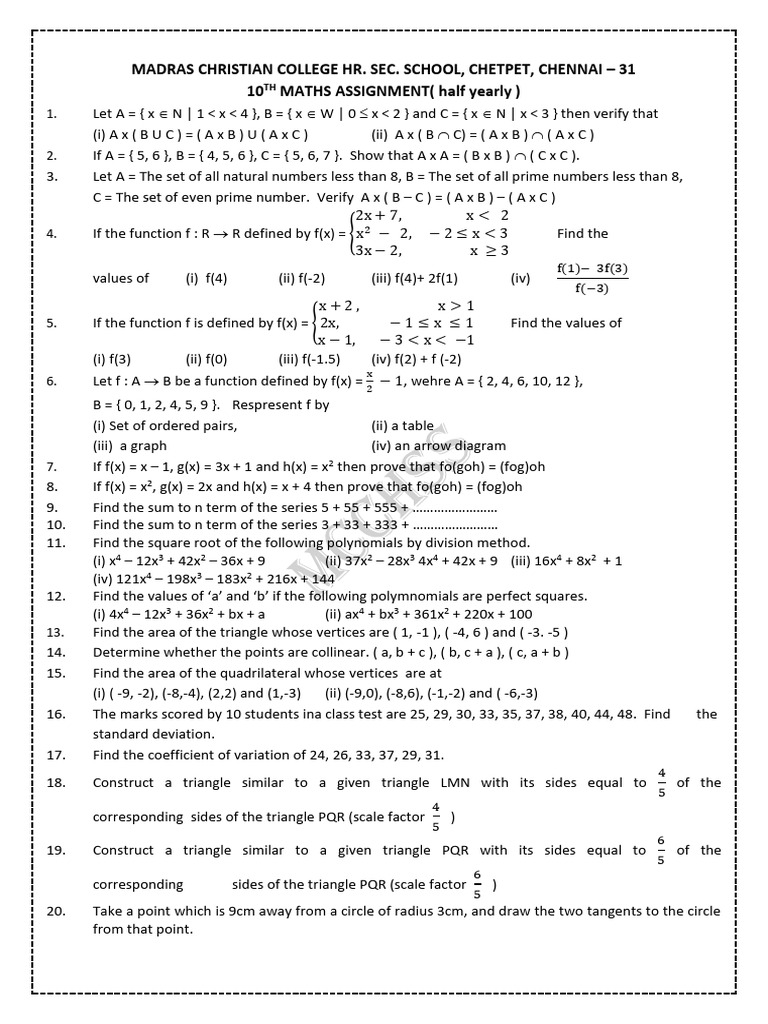 Half Yearly Below Average Revision Assignment em | PDF